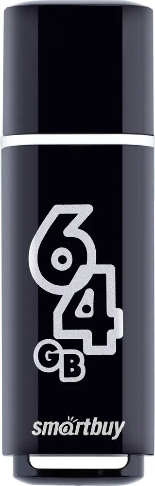 SmartBuy Glossy 64 ГБ USB-флеш-накопитель, USB 2.0, USB Type-A, SB64GBGS-K, черный, белый