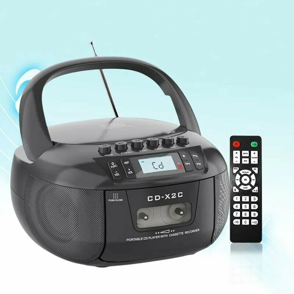 Портативный CD-плеер с FM-радио и кассетной декой, MP3, USB, Bluetooth, с пультом