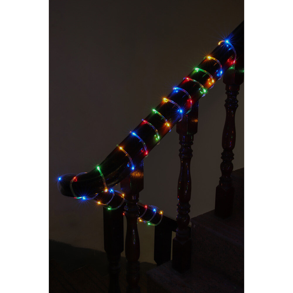 Сноу БУМ Эл. гирлянда шнур 10 м, 100LED, мульти, пост. свеч, ПВХ прозр, d5мм, IP44, 220В