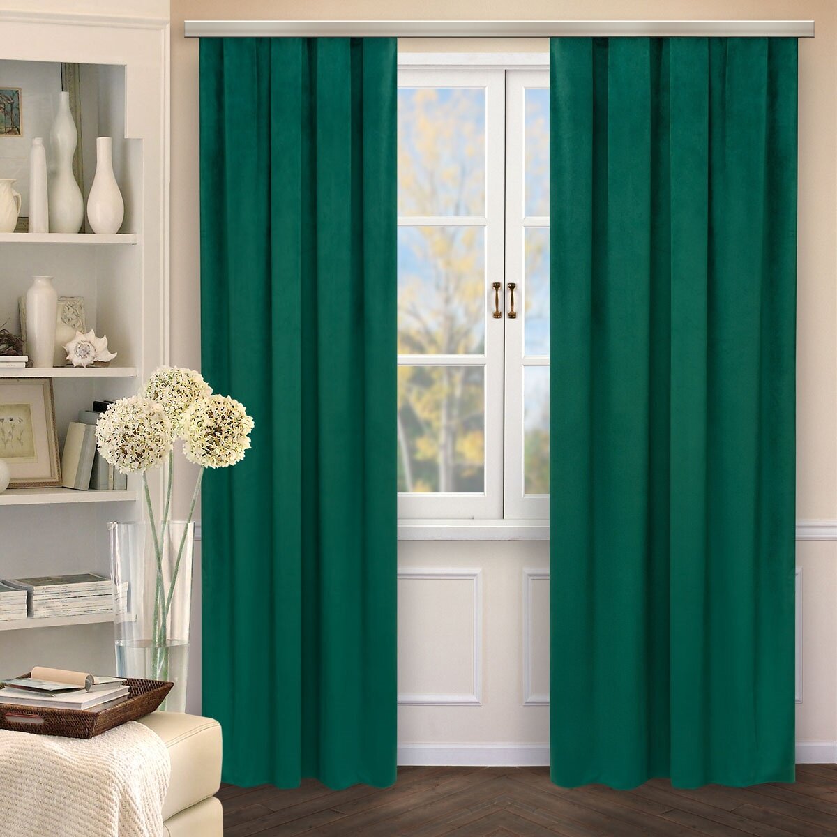 Комплект штор из бархата Linen Way изумруд 145х270