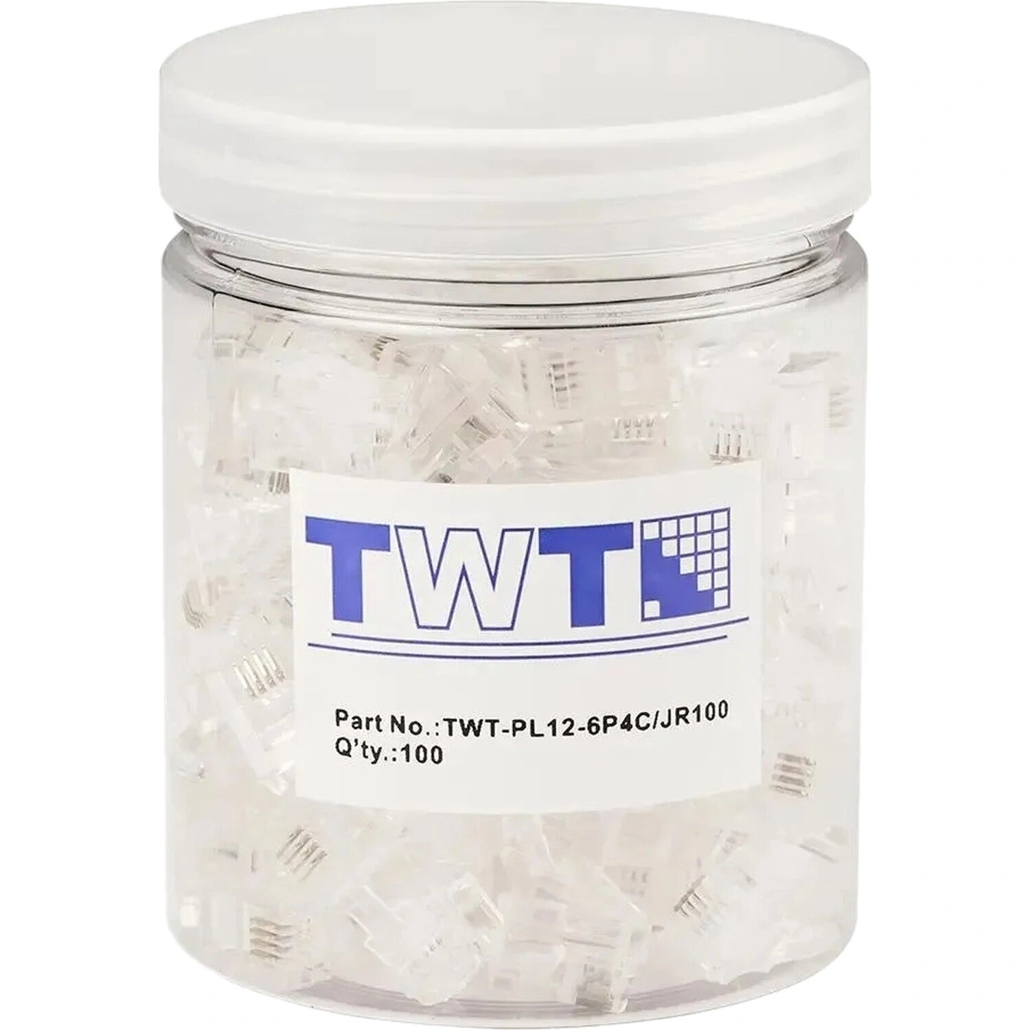 TWT Коннектор TWT RJ-12 cat 3 (TWT-PL12-6P4C/JR100) 100 штук в упаковке