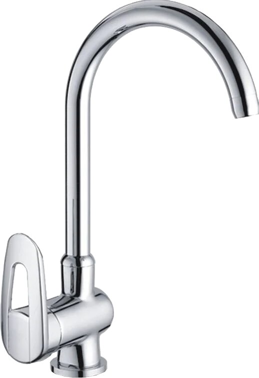 Смеситель для кухни Haiba HB07 HB4007 с поворотным изливом, хром, глянцевый, однорычажный, латунный, с керамическим картриджем