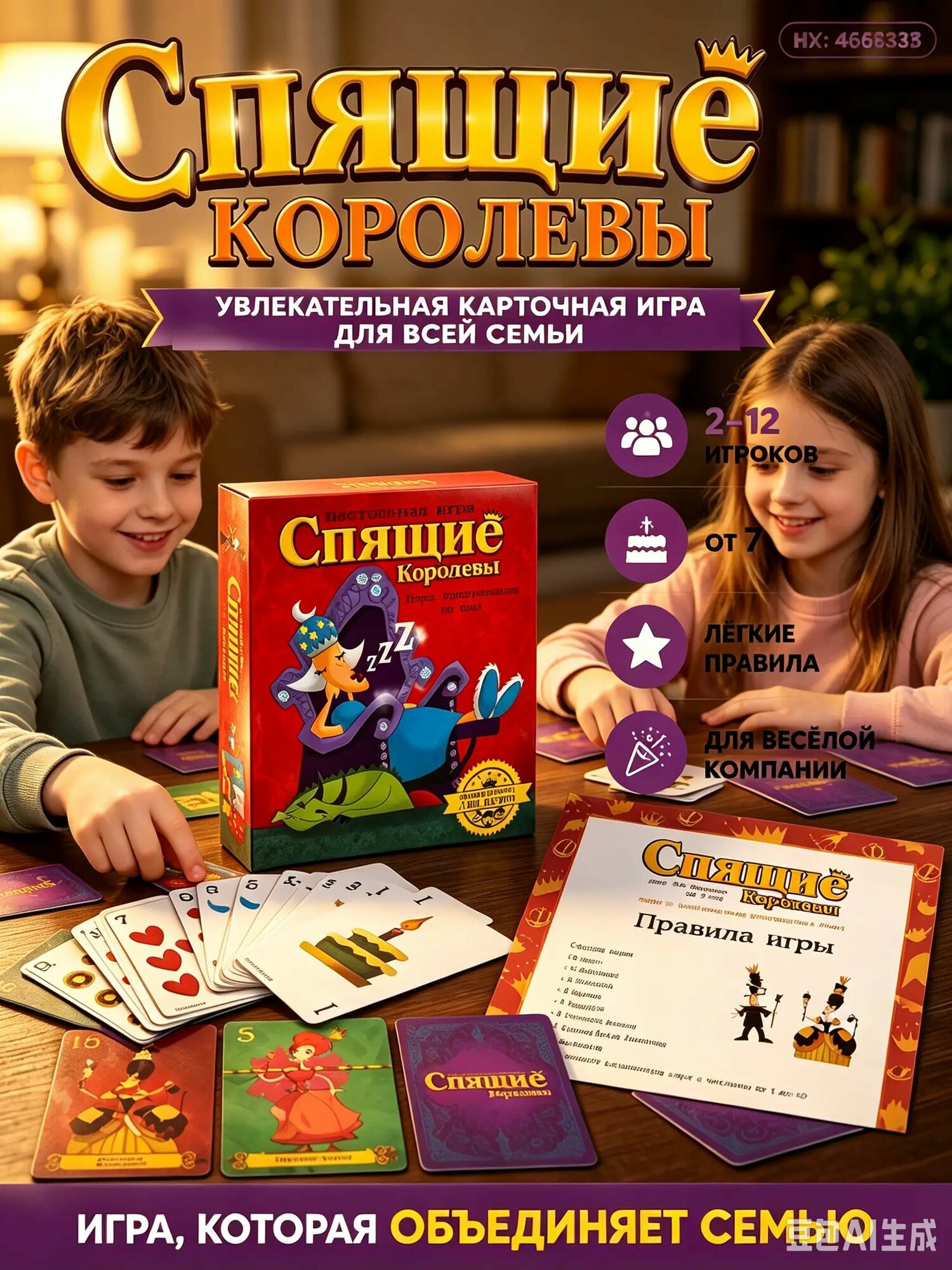 Настольная игра Спящие Королевы, карточная игра для детей и всей семьи