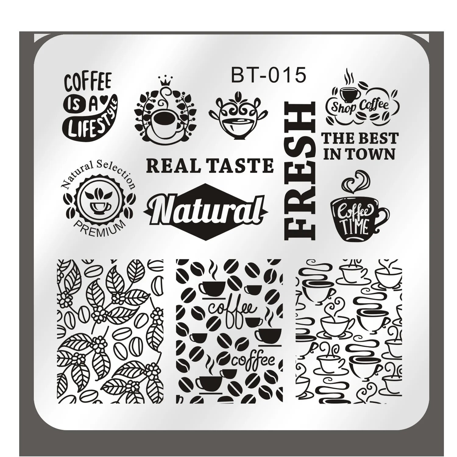 Пластина для стемпинга ногтей Coffee BT15