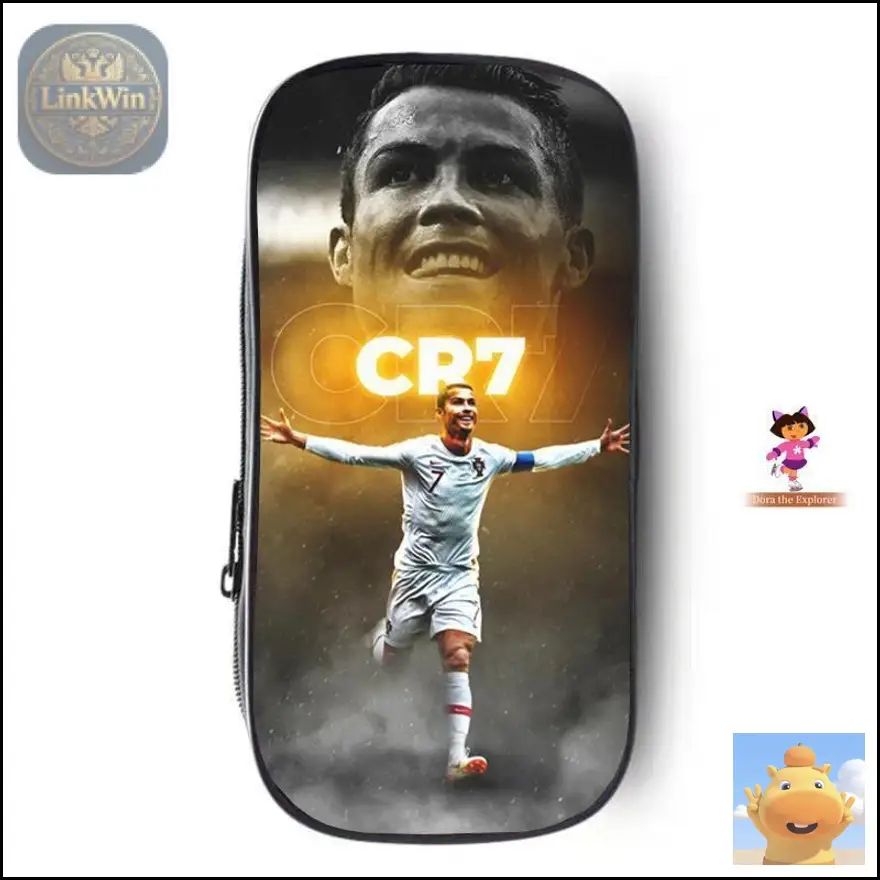 Пенал школьный (Криштиану Роналду) (Cristiano Ronaldo), холщовый, на молнии, с принтом, для начальной и средней школы, подарок мальчику