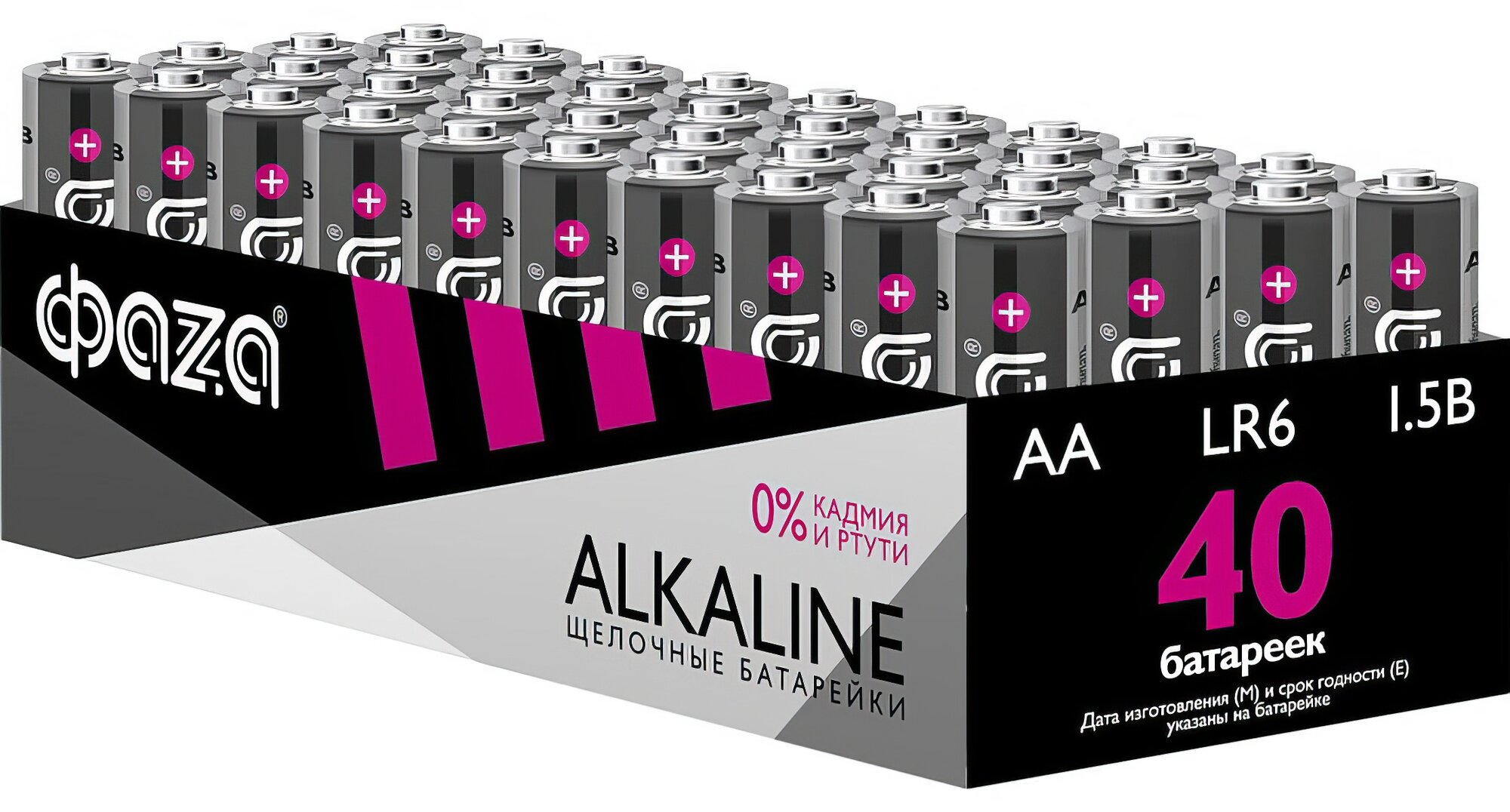 Батарейка ФАZА Элемент питания алкалиновый AA/LR6 1.5В Alkaline Pack-40 (уп.40шт) 5023017