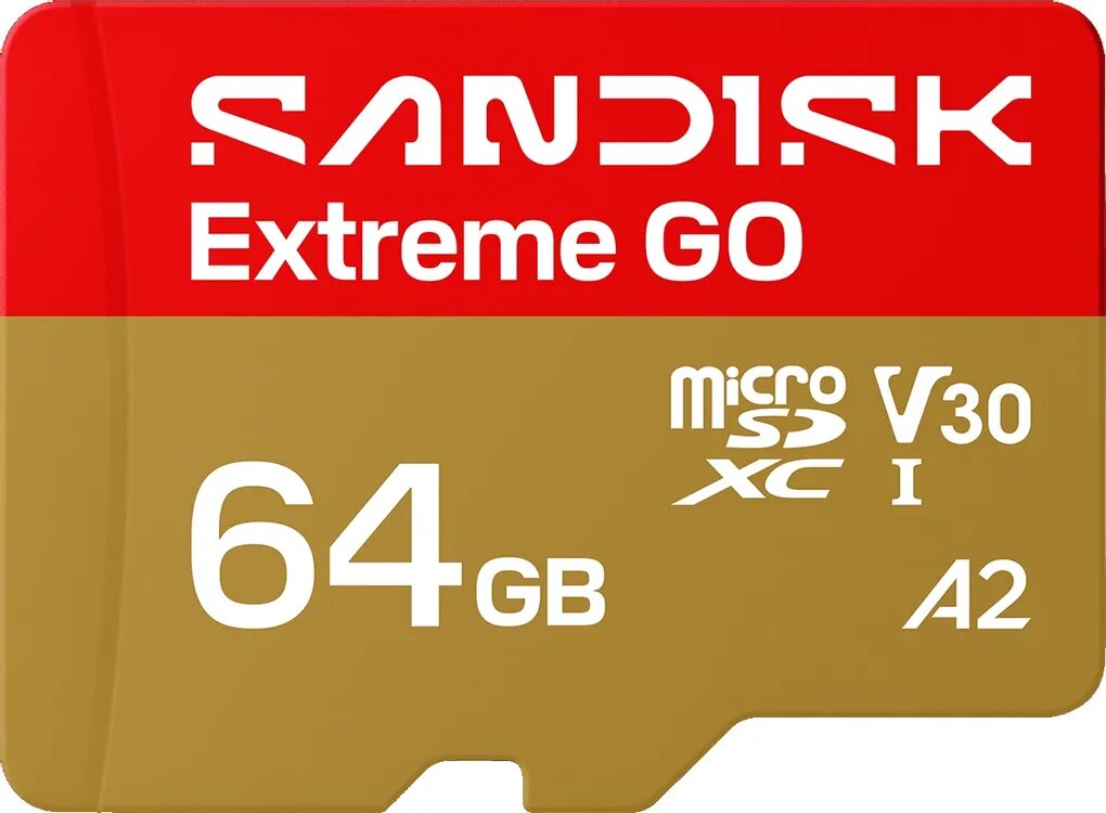 Карта памяти microSDXC UHS-I U3 Sandisk Extreme Go 64 ГБ, 170 МБ/с, Class 10, SDSQXGN-064G-GN6MN, 1 шт, без адаптера