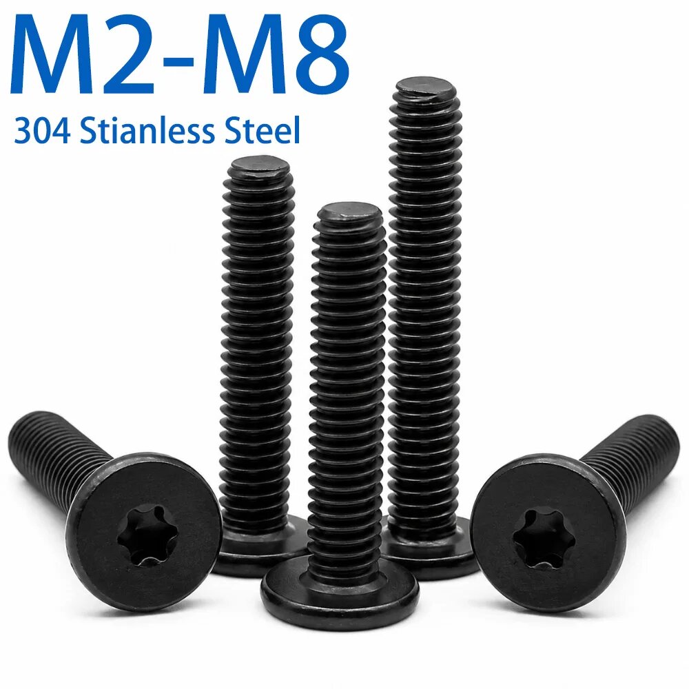 Черные винты LIXIU из нержавеющей стали 304 Torx M2-M8 M8x5pcs, 40mm