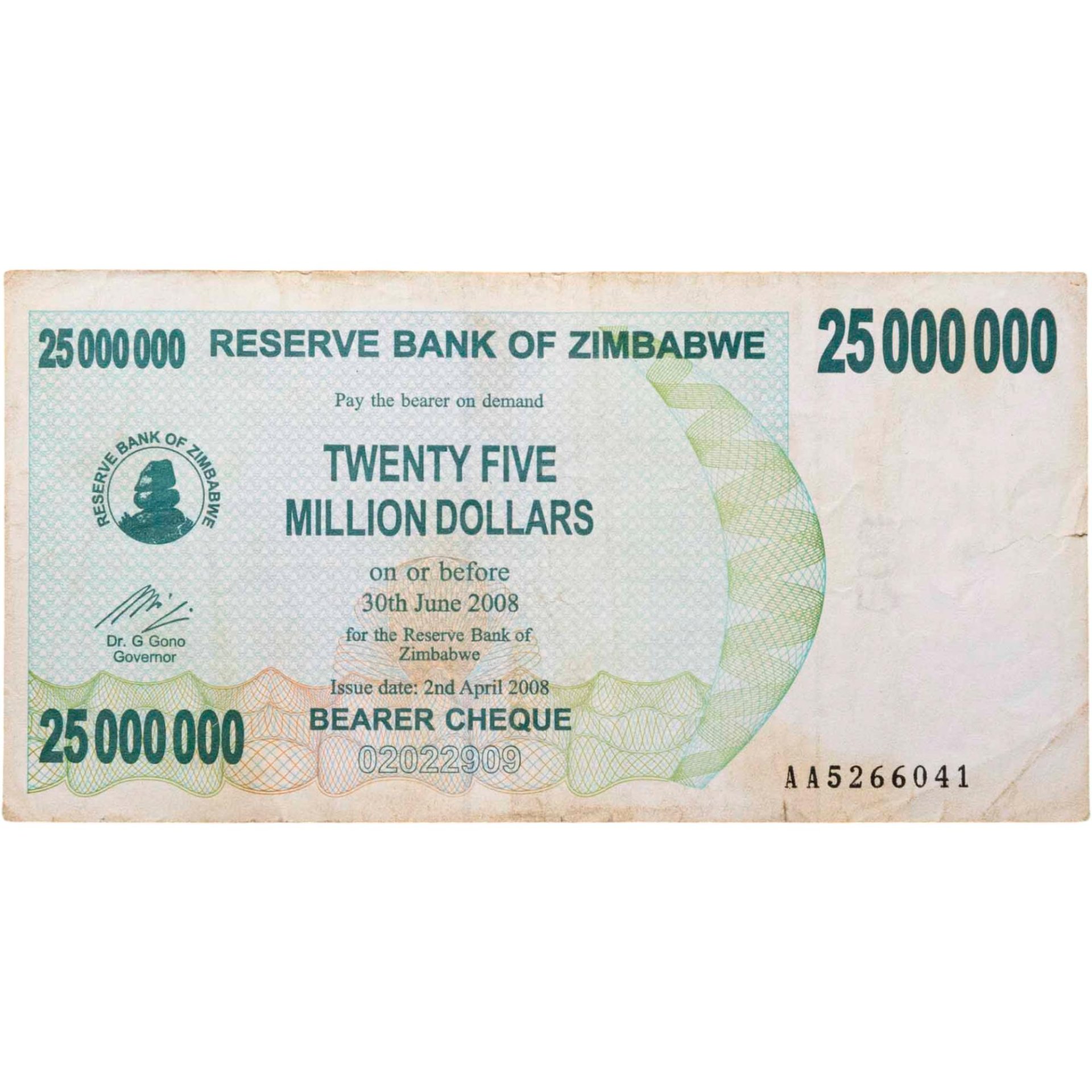 Зимбабве 25000000 25 миллионов долларов 2008