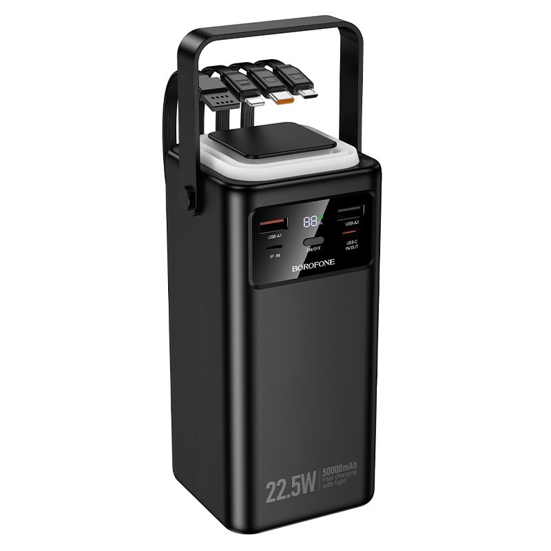 Внешний аккумулятор Borofone BJ65A, 50000mAh (PD20W, QC22.5W) встроен. кабель Micro/Apple/Type-c/USB
