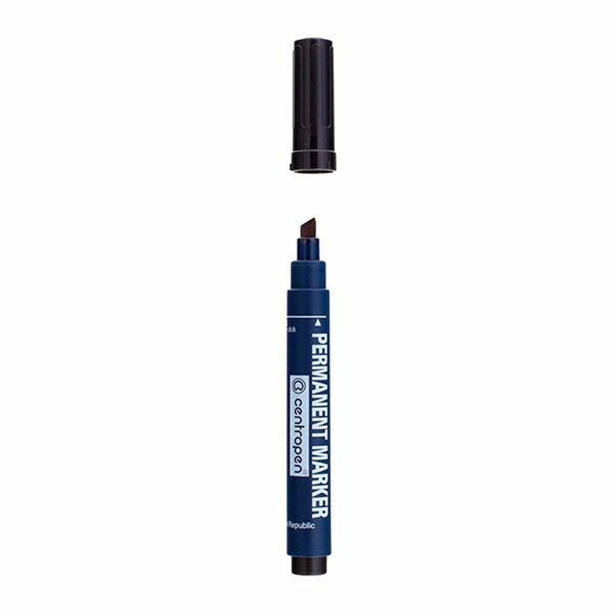 Маркер перманентный Centropen 8516 (2-5мм, скошенный наконечник, черный, устойчив к высыханию) (8516/01-12), 200шт.