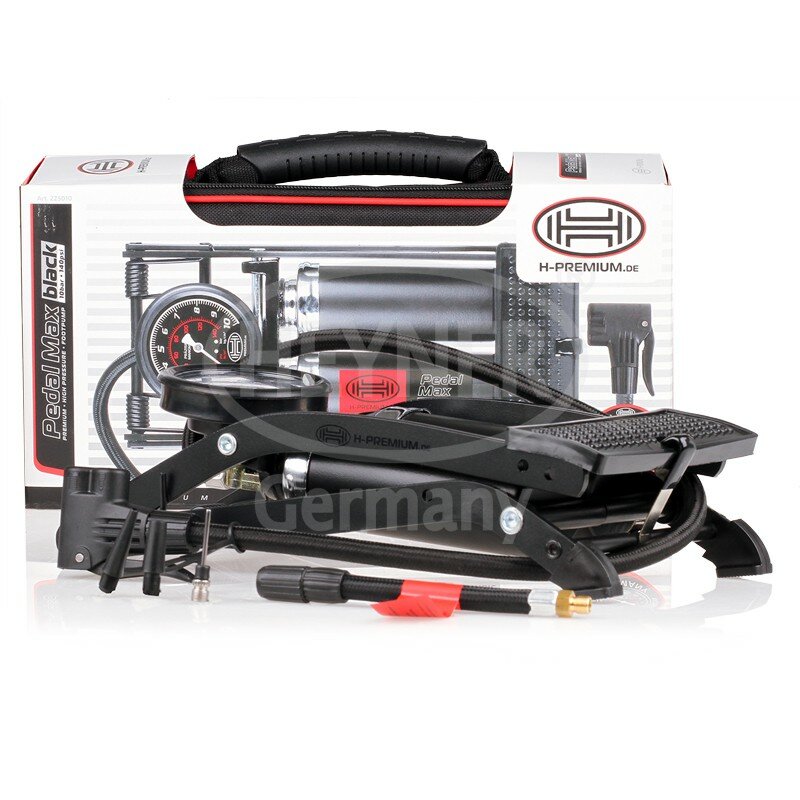 Насос ножной Премиум двухцилиндровый с манометром 10 бар BlackEdition HEYNER Heyner 225010