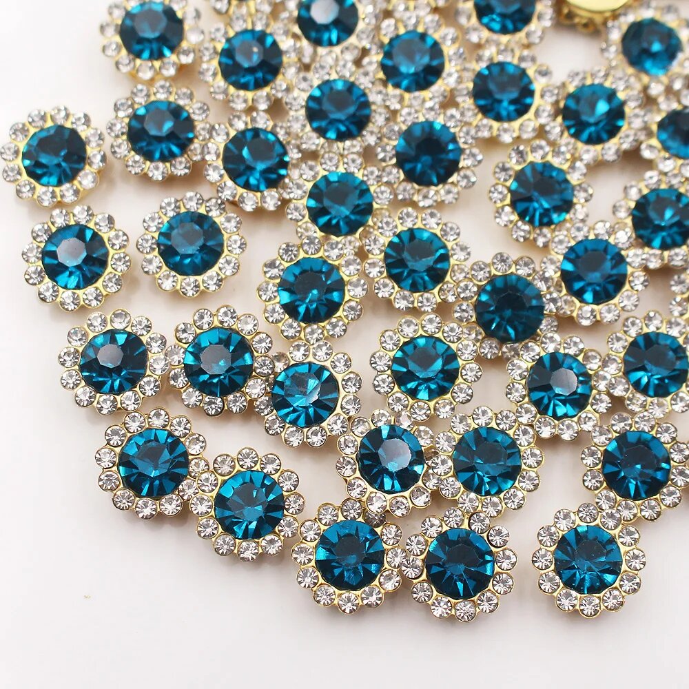 30шт. Синие стразы-цветы G-Blue zircon, 8-12 мм