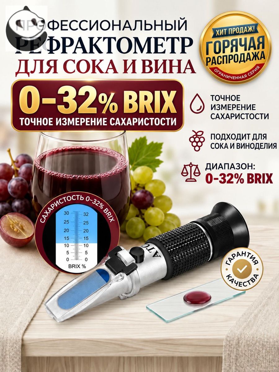 (Brix 0-32%)Универсальный ручной рефрактометр, АТС, для измерения сахара , профессиональный тестер для фруктов, соков и напитков