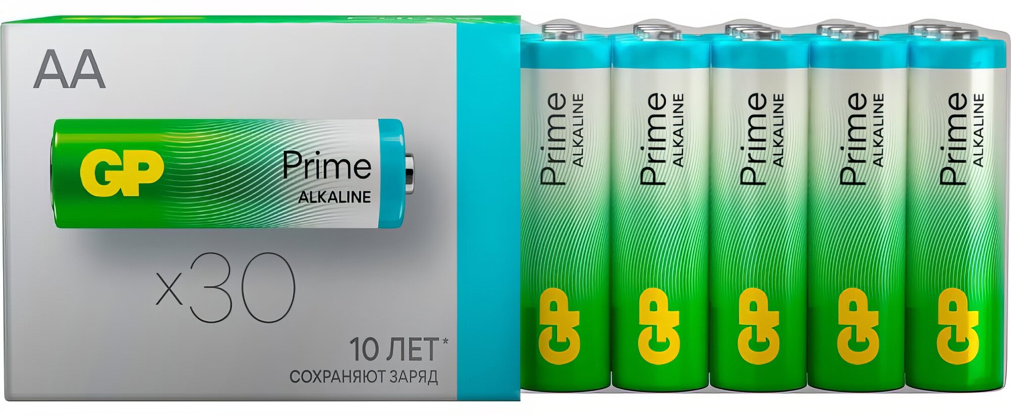 Алкалиновые пальчиковые батарейки GP АА Prime Alkaline, набор 30 шт. 19730
