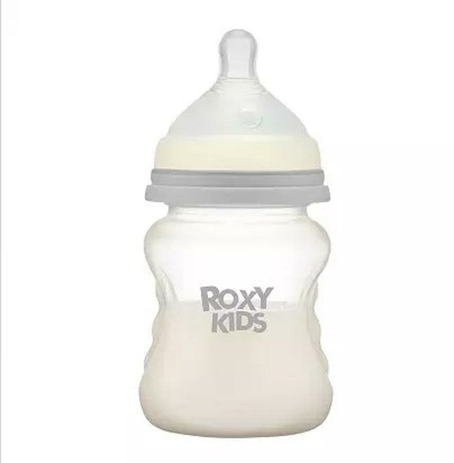 Бутылочка для кормления 160 мл, медленный поток, 3+ мес, серый Roxy-Kids RBTL-002-BGR