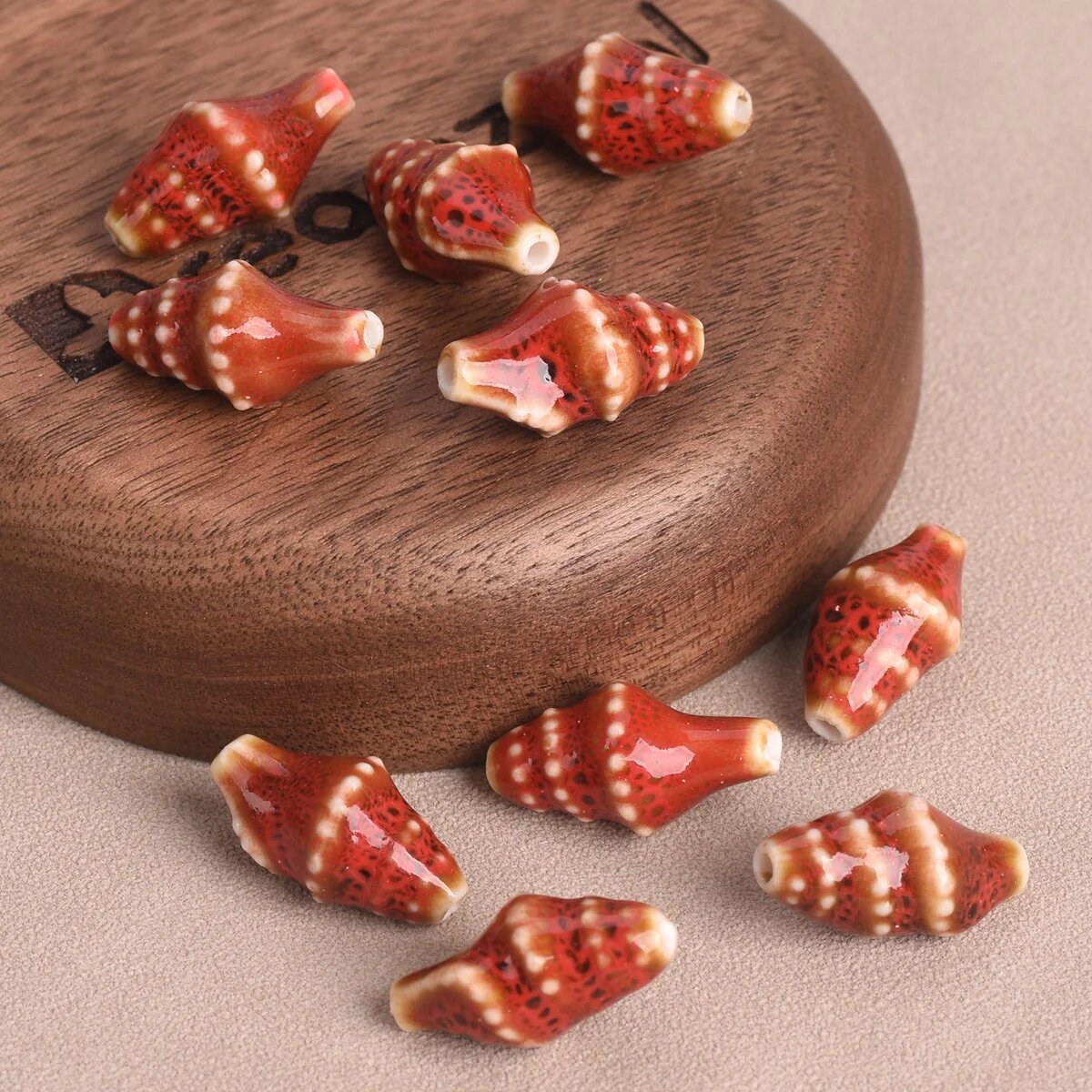 Бусины раковины Dreamzeal Leopard Red 20x11mm 10 шт.