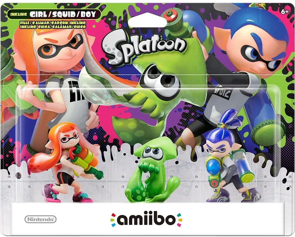 Amiibo. Набор из 3-х фигурок: Inkling Girl + Inkling Squid + Inkling Boy (Splatoon Collection)