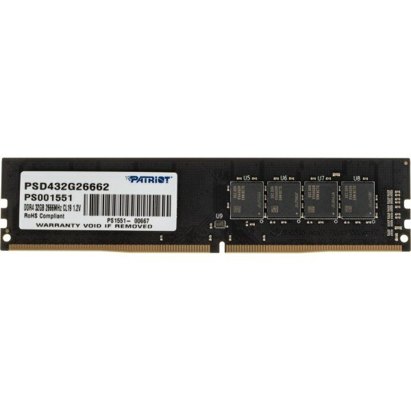 Оперативная память Patriot Signature PSD432G26662 DDR4 - 1x 32ГБ 2666МГц, DIMM, Ret