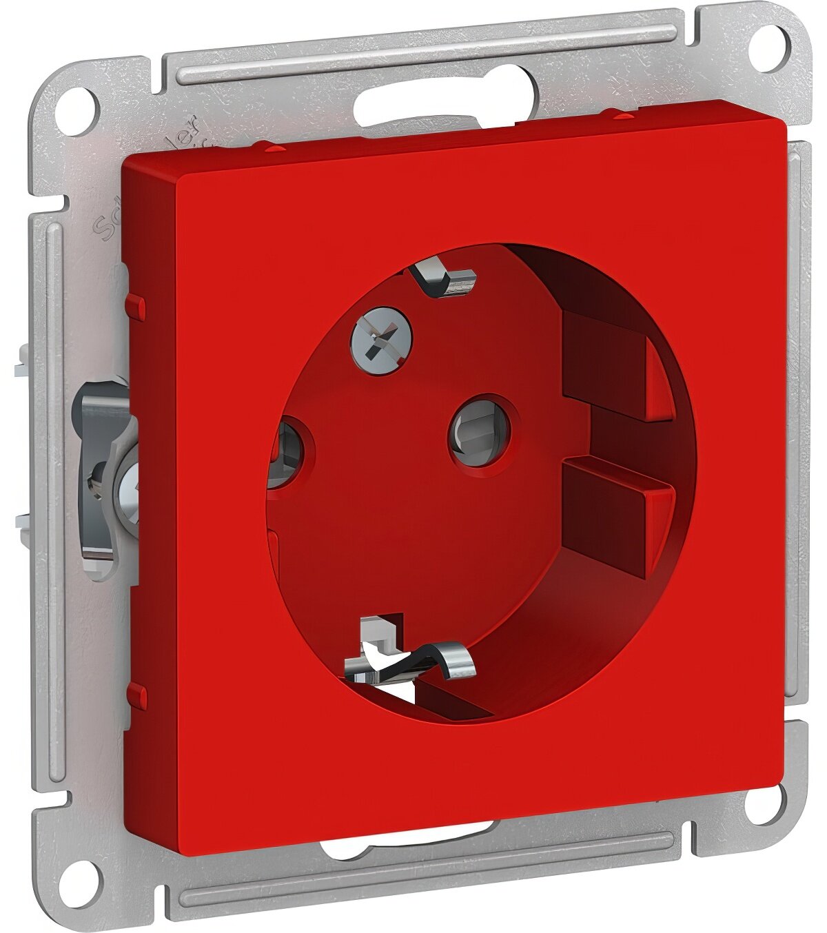 Розетка Systeme Electric AtlasDesign Красный с/з со шторками, 16А, механизм SE ATN002045