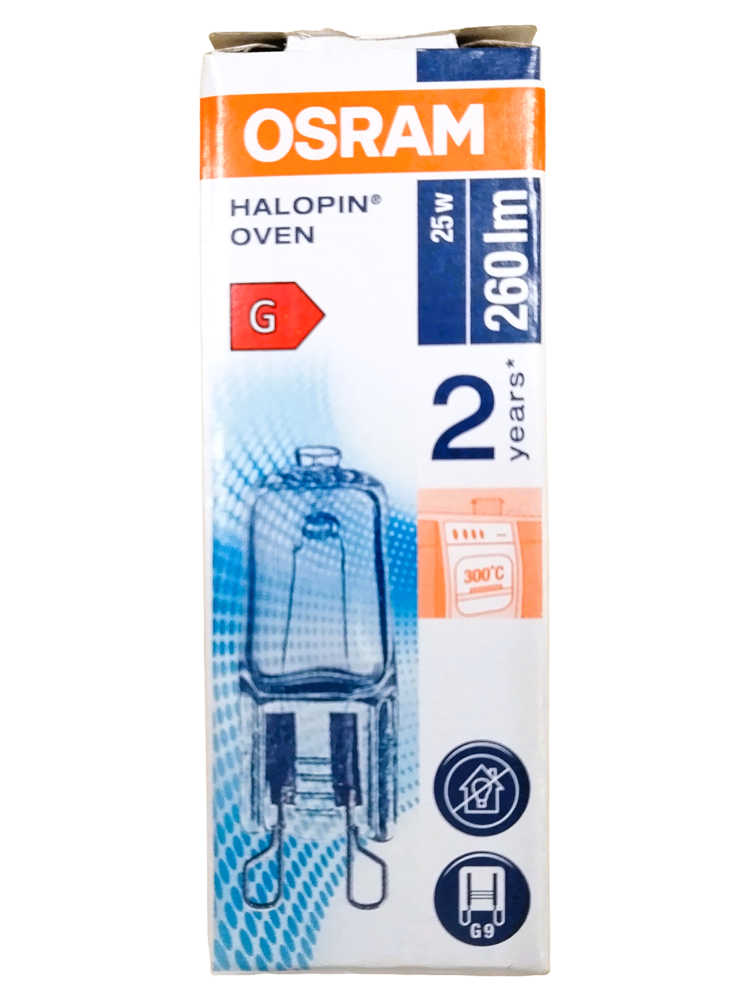 Лампа OSRAM Halopin Oven 66725, G9, T13.3, 25 Вт, 2700 К, галогенная, для печей и духовок