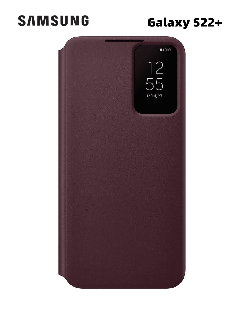 Оригинальный чехол-книжка Samsung Smart Clear View Cover для Galaxy S22+, бордовый, арт. EF-ZS906CEEGCN