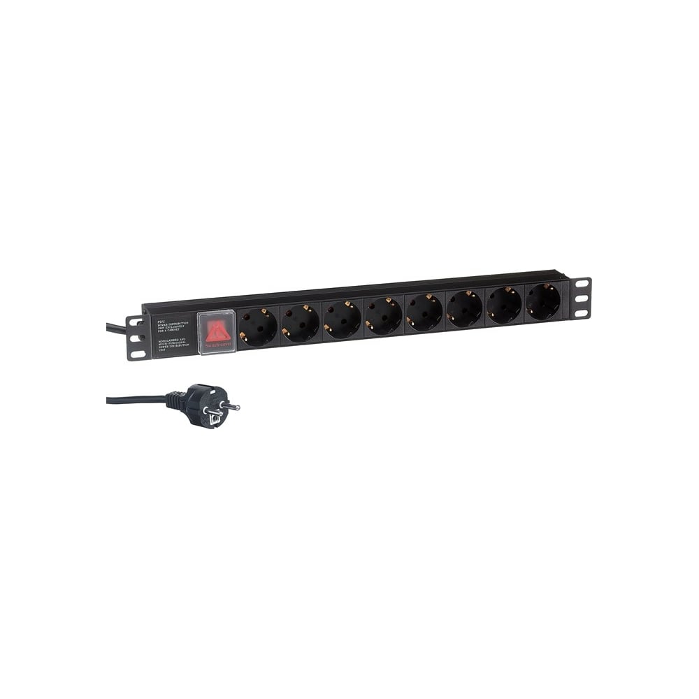 Блок розеток ExeGate ServerPro PDU-19H802 Al-8S-EU1.8CU-SW, 19, 1U, алюминий, 8Schuko, евро, 1.8м 280841