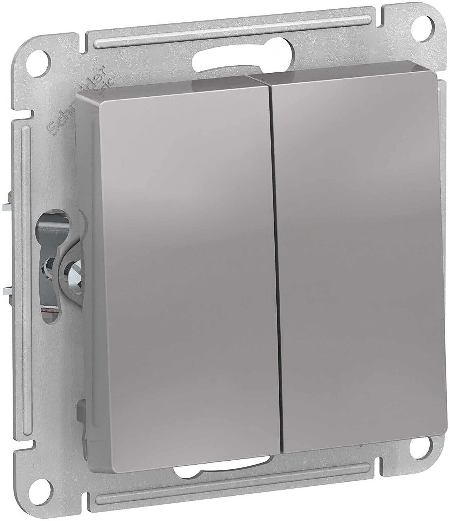 Выключатель 2-клавишный Schneider Electric Atlas Design алюминий