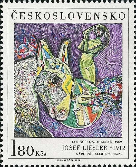 (1972-059) Марка Чехословакия "Сон в летнюю ночь" Произведения искусства из национальных галерей