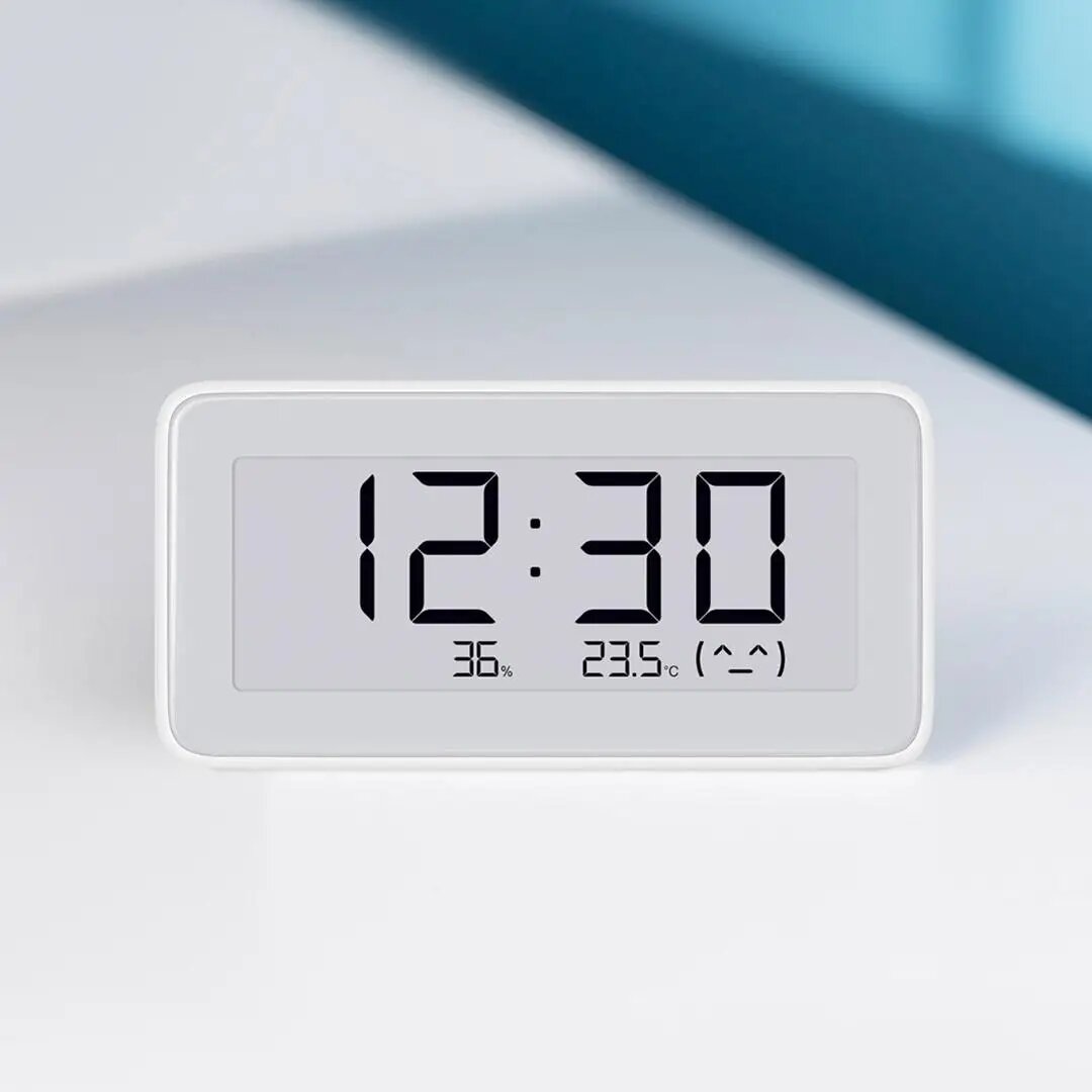 Умный термогигрометр Xiaomi Mijia BT4.0 с часами и E-Ink дисплеем для измерения температуры и влажности в помещении, с функцией записи данных в приложение