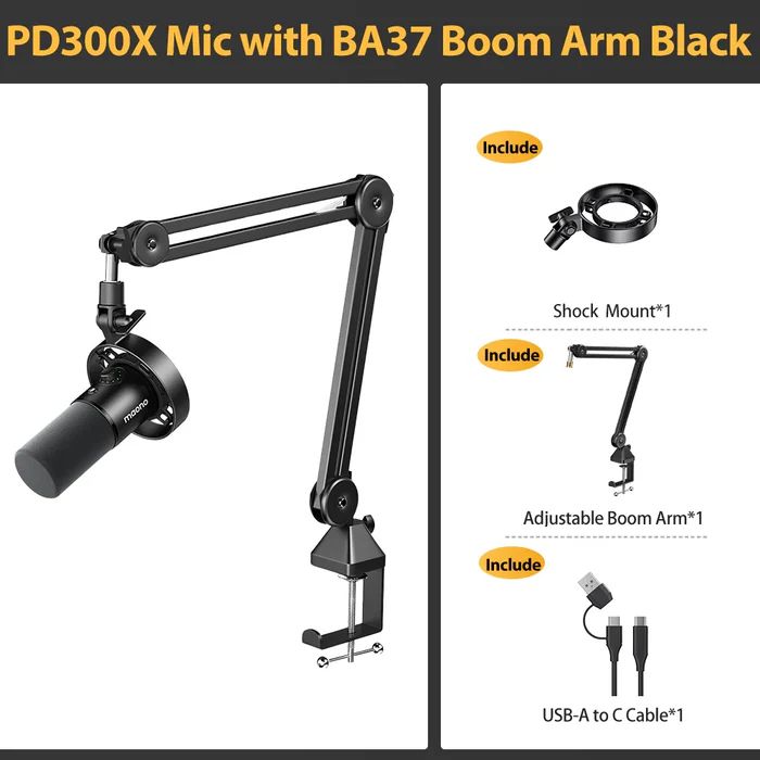Maono PD300XS динамический микрофон, направленность кардиоида, 24bit/192kHz, USB-C/XLR