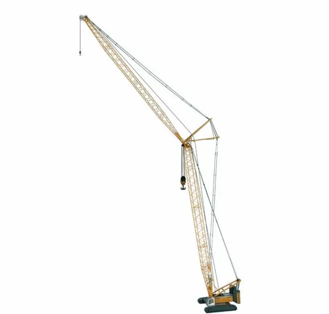 Готовая модель гусеничного крана Liebherr LR 1300 с решётчатой стрелой, стандартная версия, жёлтый цвет, масштаб 1:50, NZG 788