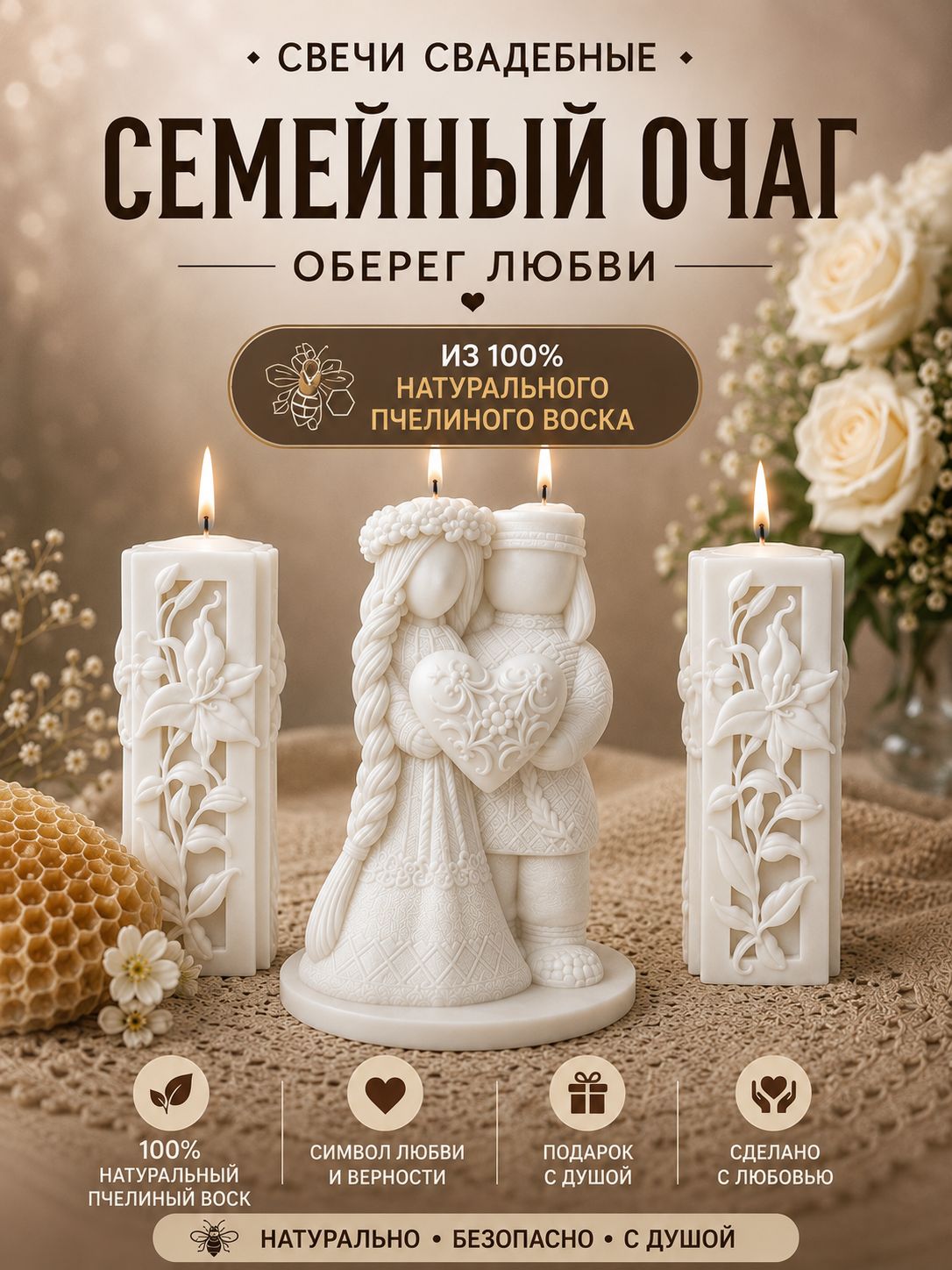 Набор свечей для свадьбы Семейный очаг