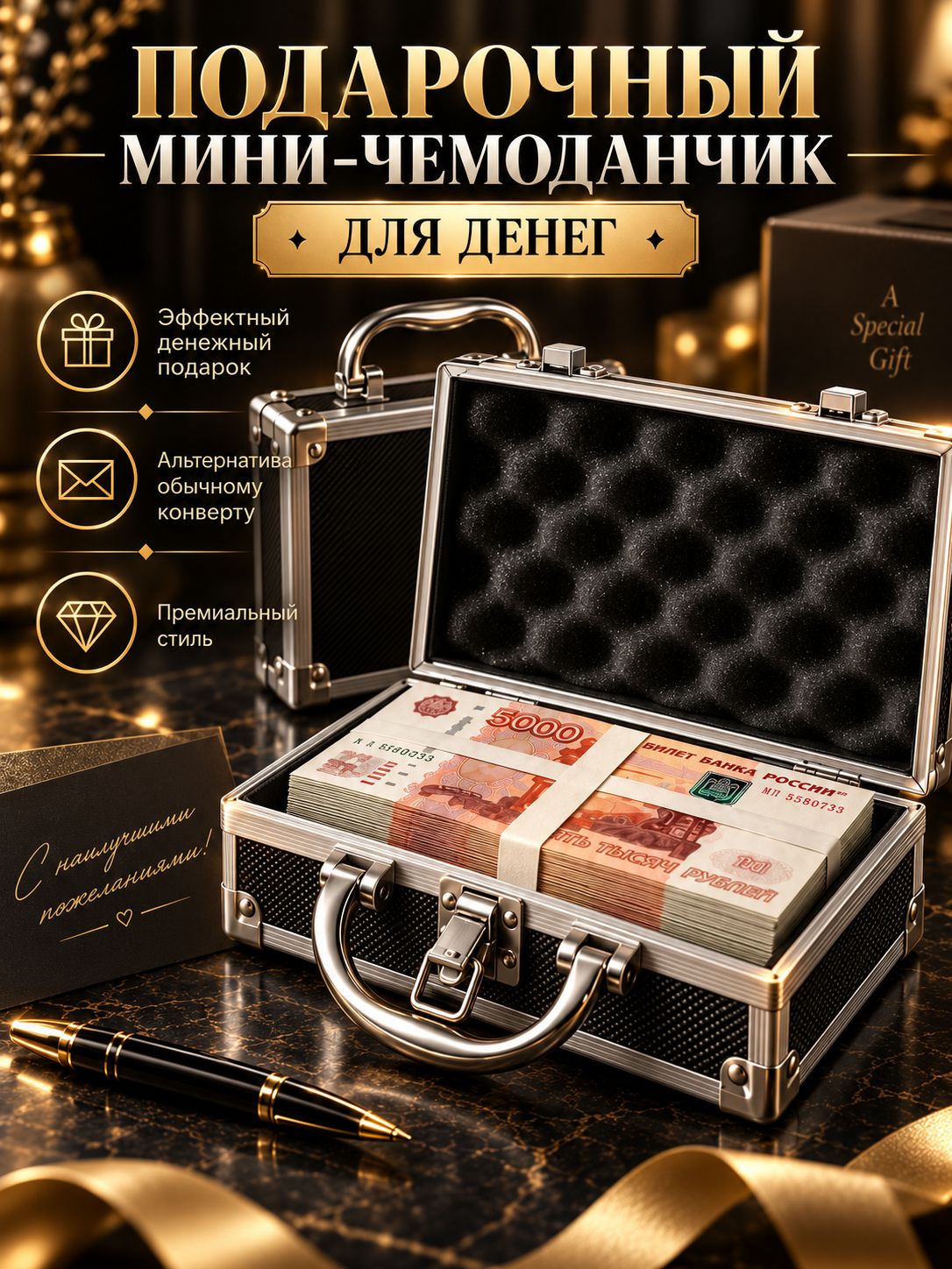 Мини чемодан для денег подарочный шкатулка чемодан квадратный