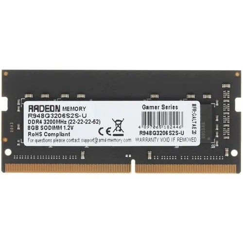 Модуль памяти AMD Radeon R9 Gamer Series R948G3206S2S-U DDR4 - 8ГБ 3200, SO-DIMM, Ret