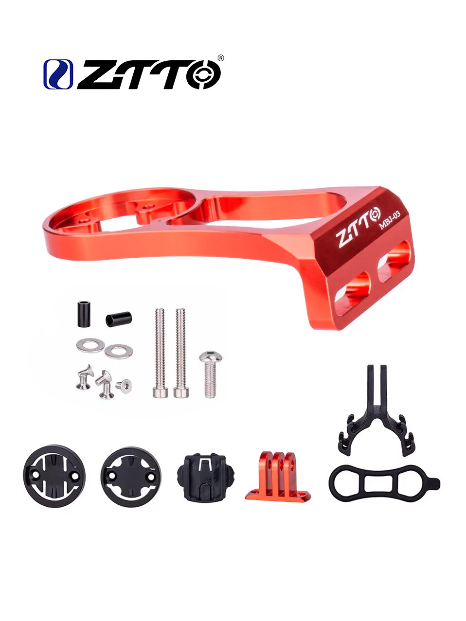 Держатель ZTTO MBJ3 красный на вынос руля, для фонаря, велокомпьютера, камеры GoPro