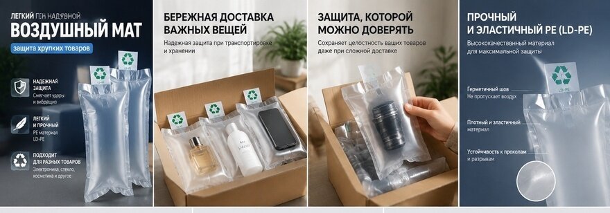 100 Штук Воздушные Подушки Для Упаковки Грузов Защитные Воздушные Мешки 20.00X10.00X3.00Cm