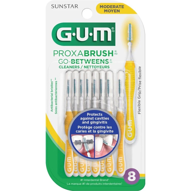Ершик межзубной GUM Proxabrush Go-Betweens Moderate (средний), 8 шт, антибактериальные щетинки