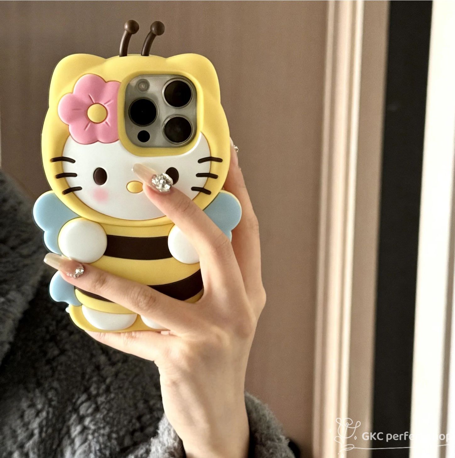 Мягкий силиконовый чехол для iPhone 12 mini с рисунком Hello Kitty и меда, ударопрочный и противоударный