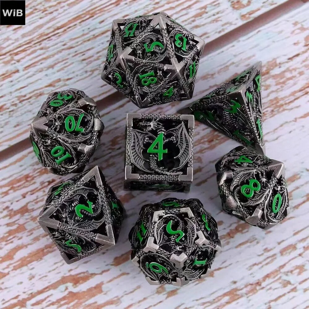 Кубики для DnD (ДнД) 7 шт Металлические , Кости игральные Дайсы, Классический набор дайсов Dungeons & DragonsРолевая игра , Pathfinder, настольные игры