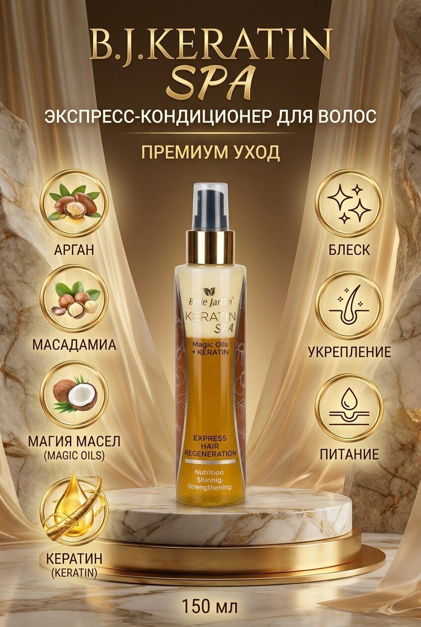 B.J.Keratin Spa Экспресс-кондиционер для волос OILS + KERATIN, 150мл
