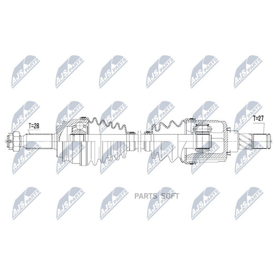 Полуось JEEP COMPASS/PATRIOT 2.0/2.4 4WD 08- /ATM, перед, ЛЕВ/ от официального дистрибьютора, NTY, артикул NPWCH046