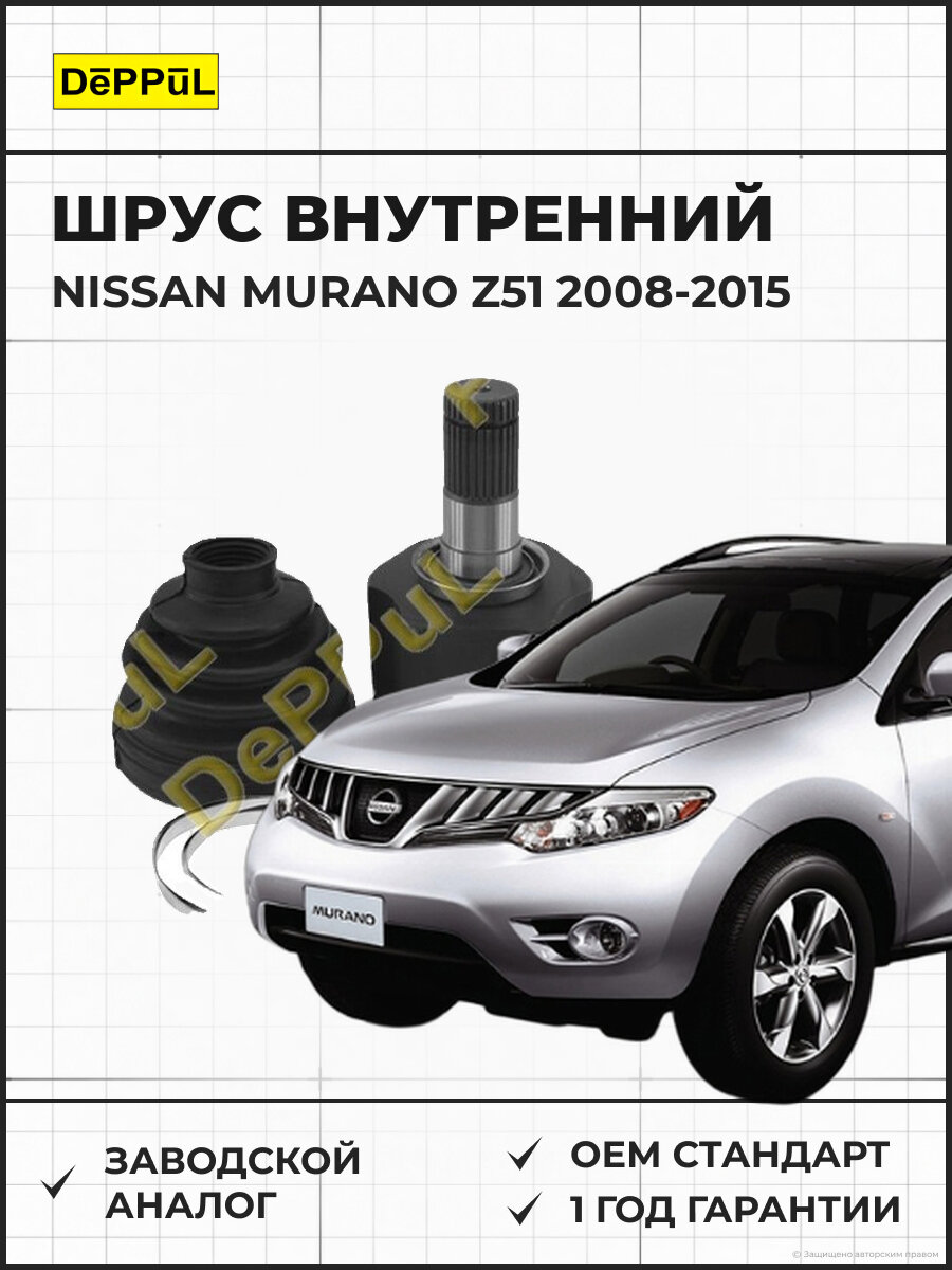 Шрус внутренний левый DEPPUL DERC105 Nissan Murano Z51 (2008-2015) Ниссан Мурано Z51 (2008-2015)