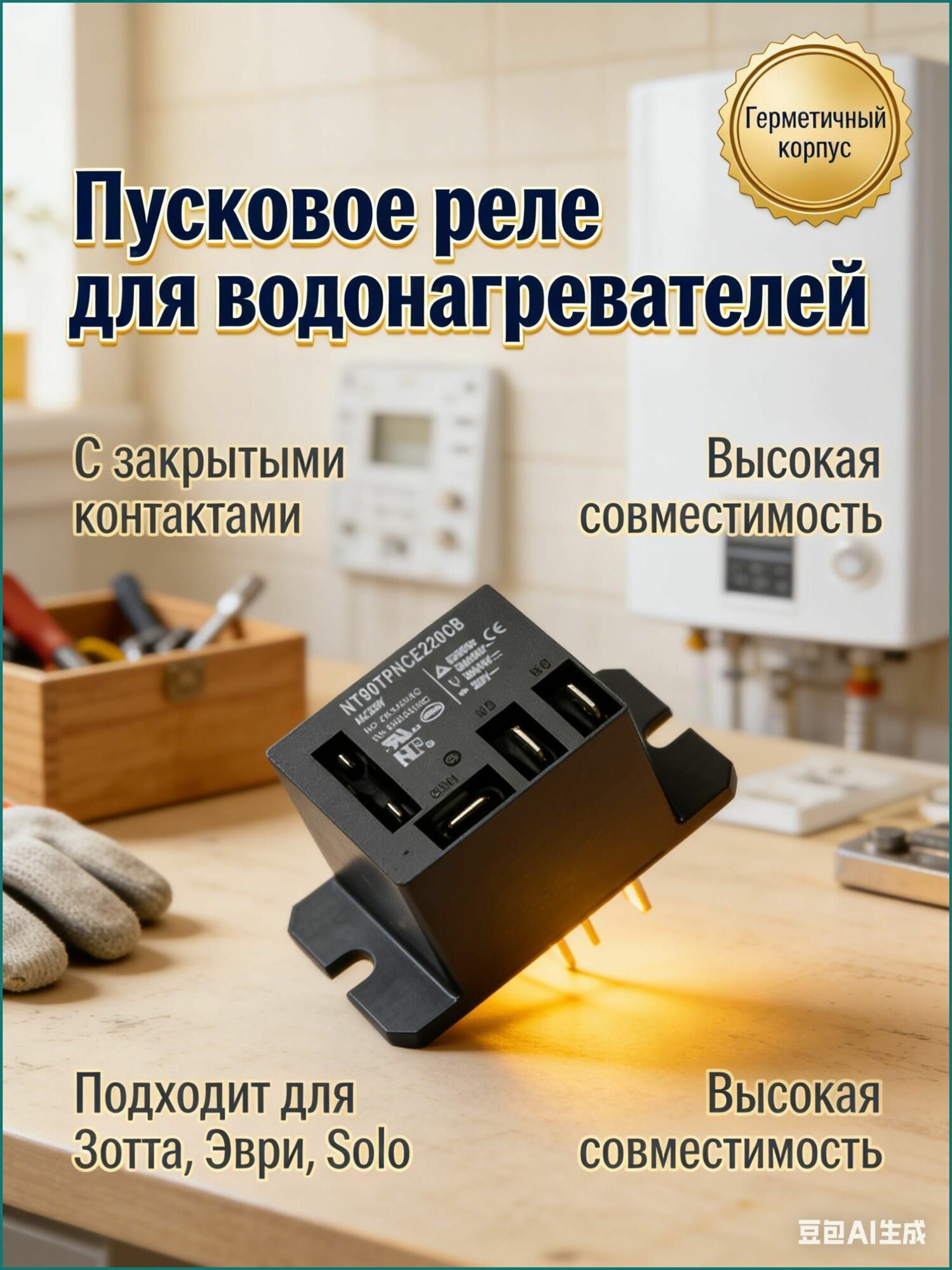 Силовое реле 40А 220В NT90TPNCE220CB для плат управления котлов ZOTA, ЭВАН, РусНИТ, универсальное пусковое реле
