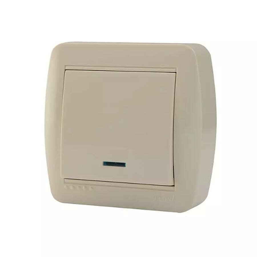 Выключатель накладной 1-клавишный с индикатором крем Lezard Demet 711-0300-111