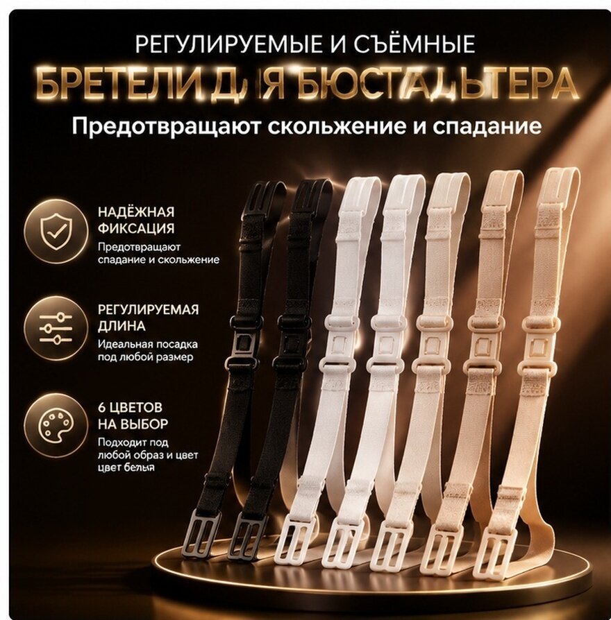 6 Пcs Регулируемые Лямки Для Женского Белья Многоцветные Комплекты Аксессуары Для Спортивных Бюстгальтеров 21x1x0 1cm