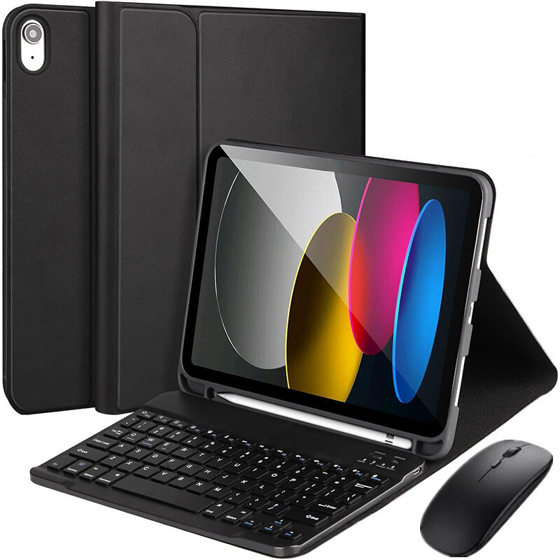 Черная Bluetooth клавиатура с чехлом и мышью для iPad Air 11 M2 M3 Air 4 5 10.9 Air 3 Pro