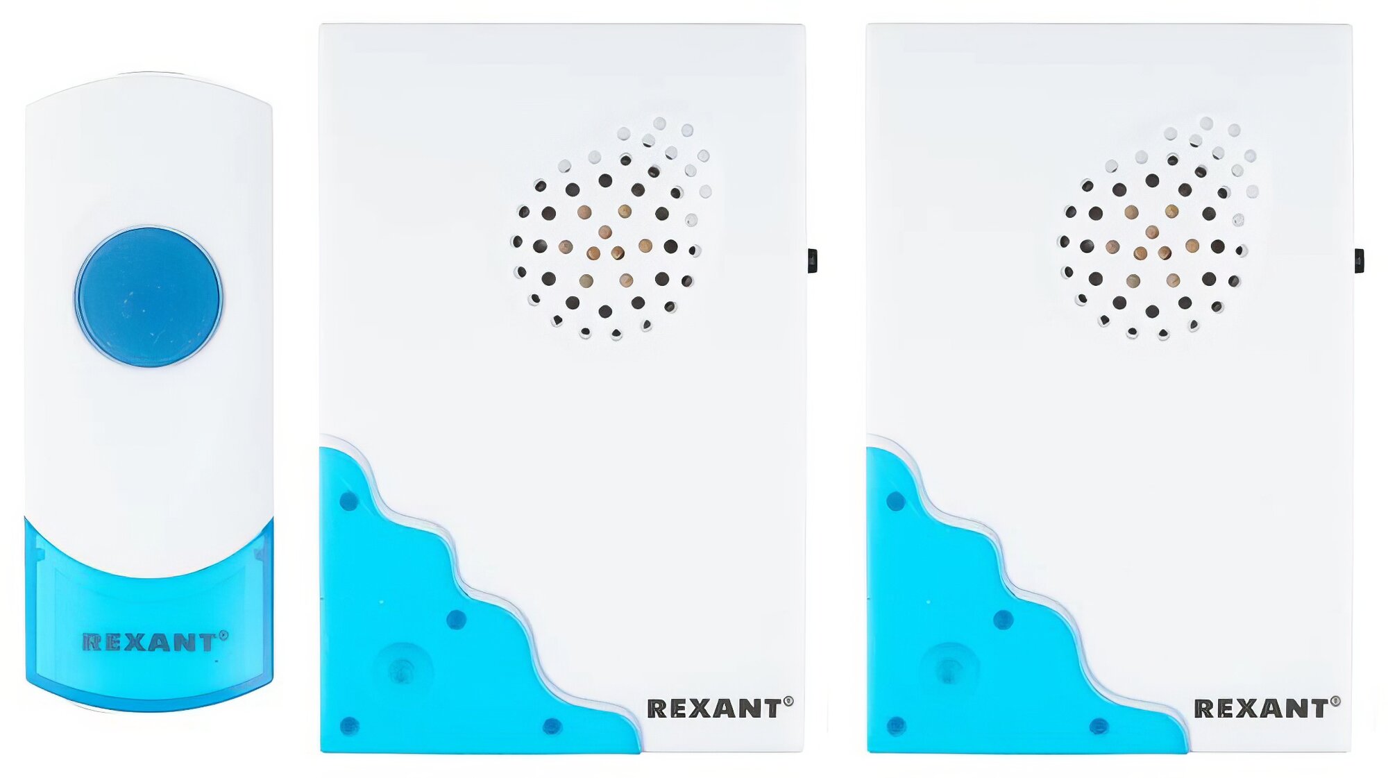 Звонок Rexant RX-5 (73-0050) беспроводной с кнопкой 32 мелодии белый две вызывные панели