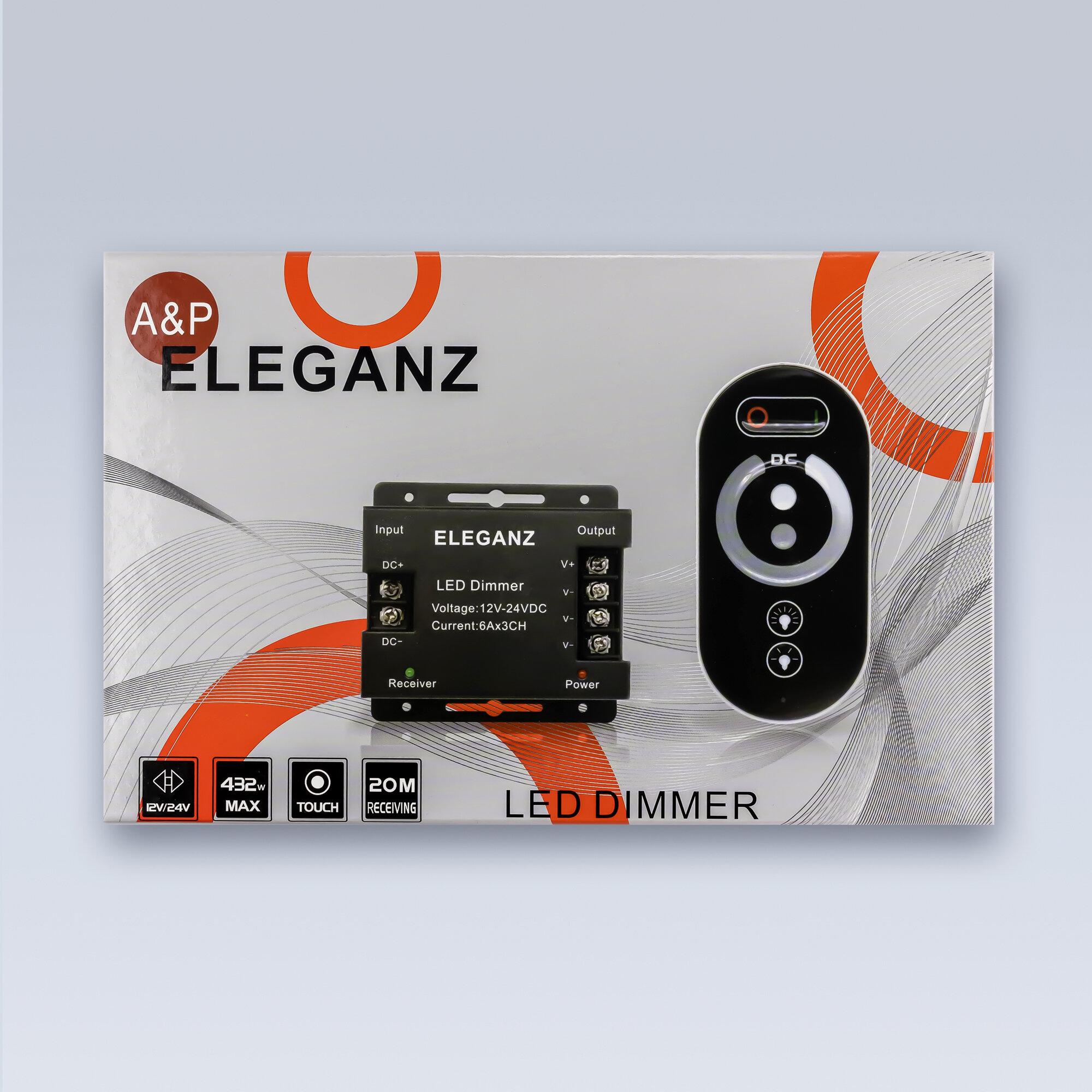 ELEGANZ Диммер 18A 12/24V Сенсорный TOUCH (для одноцветной ленты), 1шт 1008