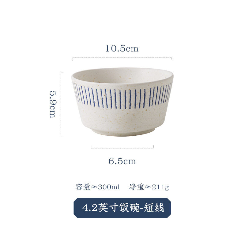 Японский ретро набор посуды из грубой керамики с ручной росписью серия Синий Дождь керамические тарелки миски для супа